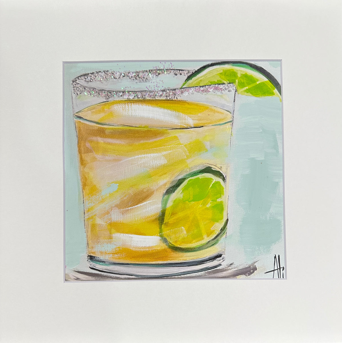 Tequila Time 12 x 12 Print (Hand Embellished) with White Mat by Ali Le ...
