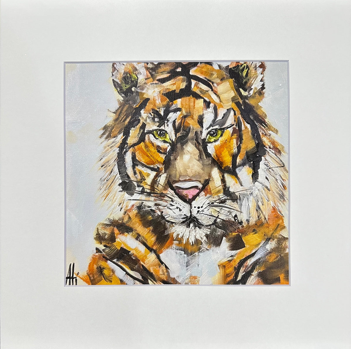 Tiger Time 12 x 12 Print (Hand Embellished) with White Mat by Ali Leja ...