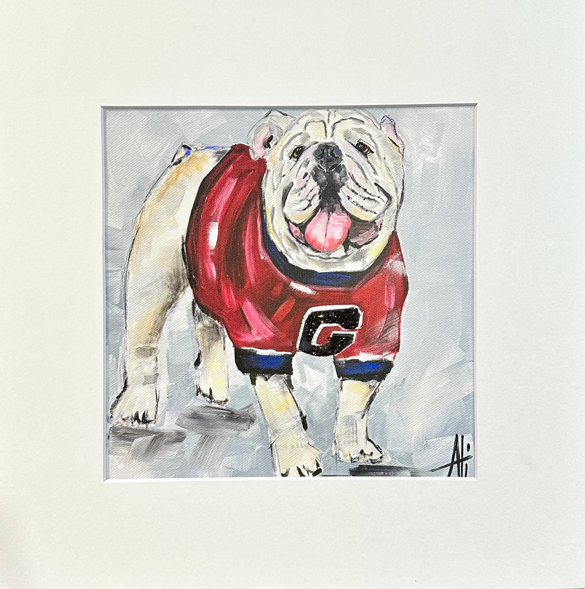 Top Dawg Print 12 x 12 (Hand-Embellished) with White Mat by Ali Leja A ...