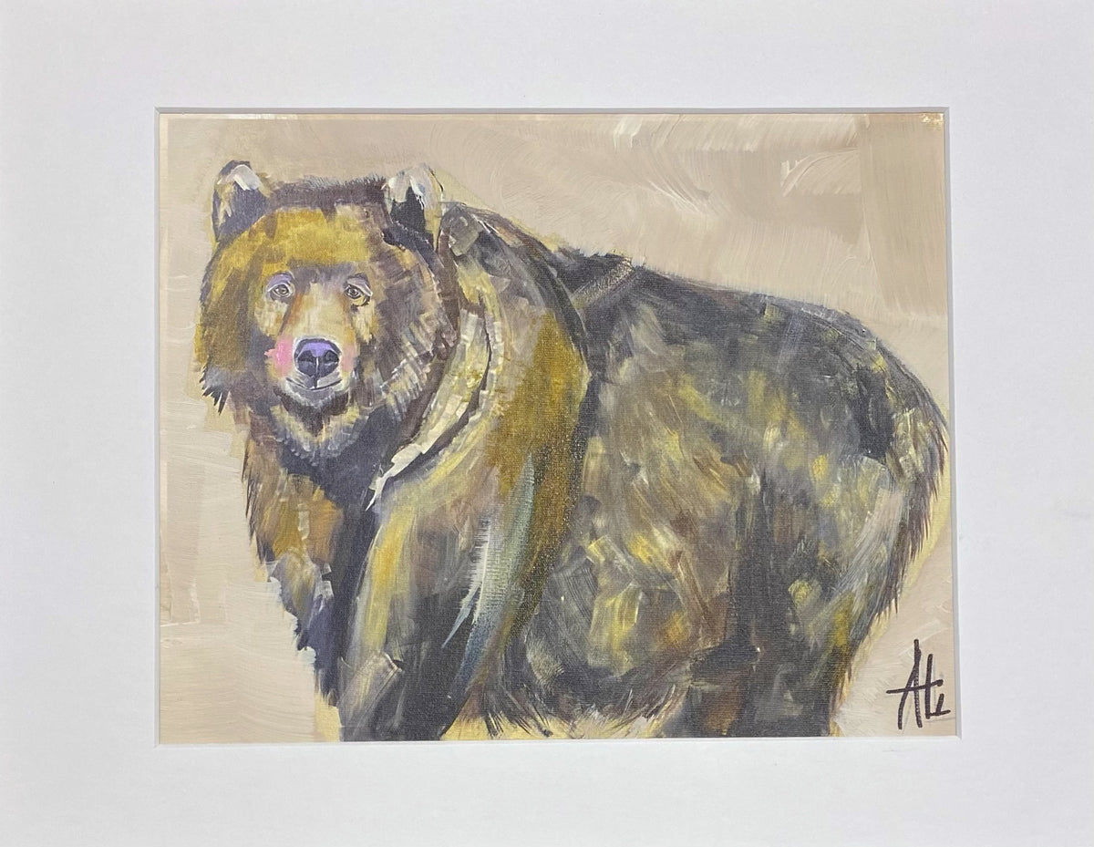 Bear Bottom Print 14 x 11 (Hand-Embellished) with Mat by Ali Leja Art ...