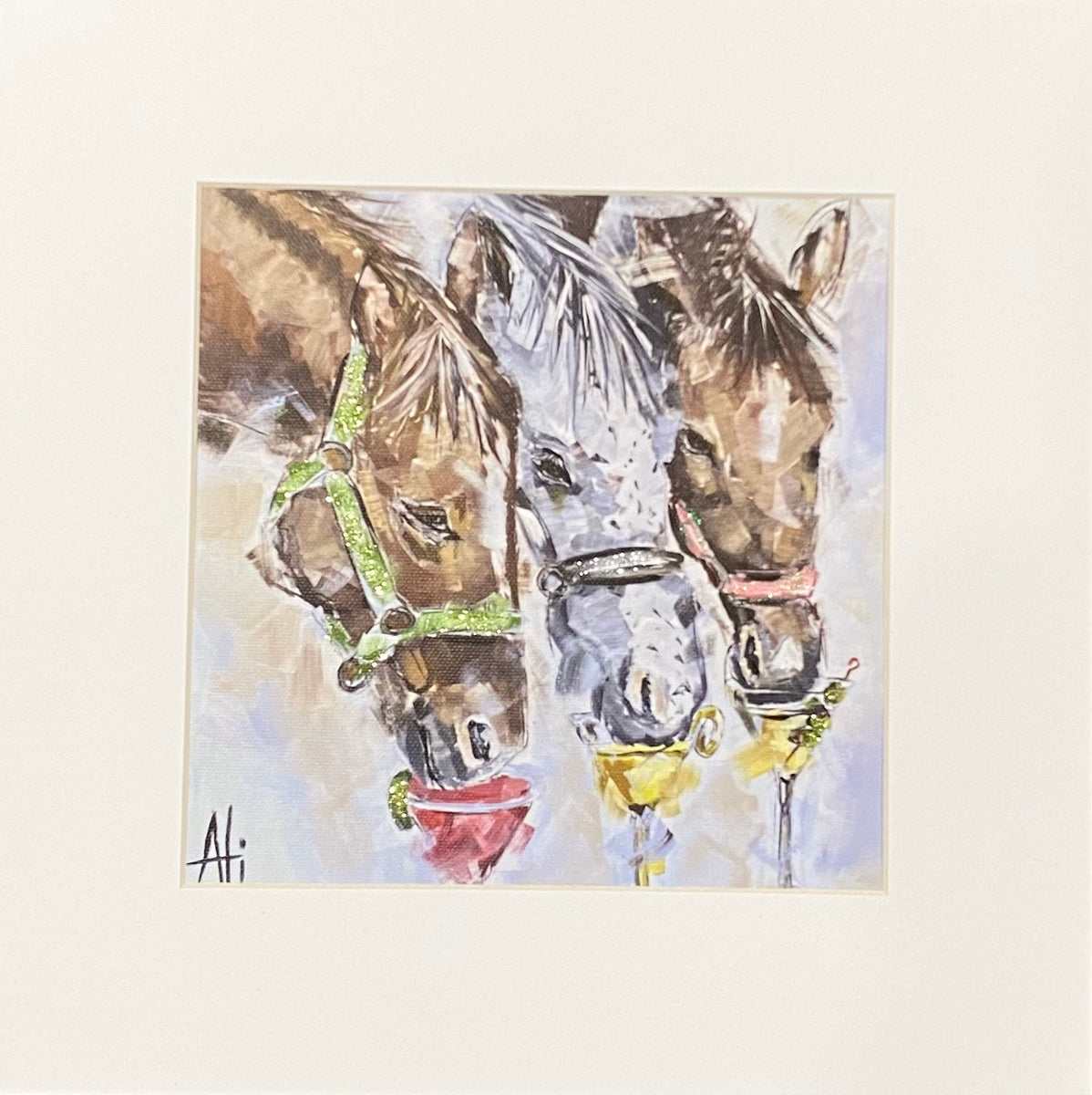 After The Derby 12 x 12 Print (Hand-Embellished) with White Mat by Ali ...